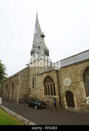 The twisted spire of St. Peter's Church, the parish church of ...