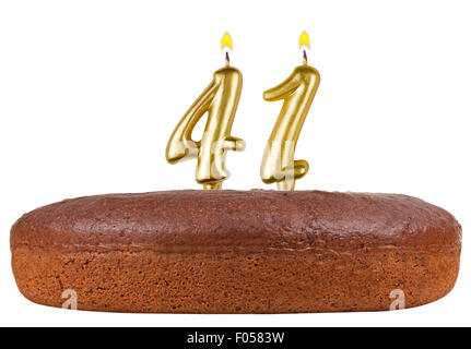 birthday cake with candles number 41 isolated on white background Stock ...