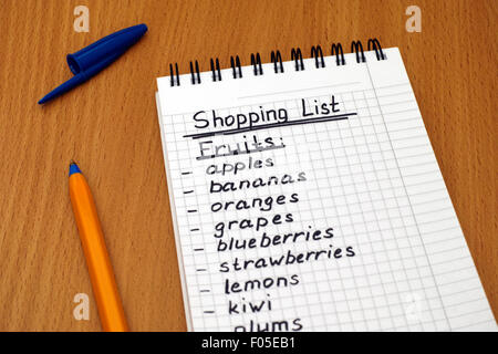 Handwritten shopping list with ballpoint pen Stock Photo - Alamy