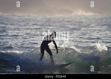 Surfer Pablo Macineira riding wave. Orzan Beach. A Coruna. Galicia ...
