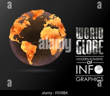 Vector world globe, triangular map of the earth Stock Vector Image ...