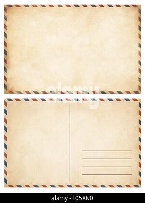 vintage postal set: old mail envelope, blank letter paper and red wax ...