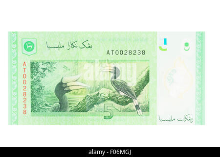 Five malaysian Ringgit banknote on a white background Stock Photo - Alamy