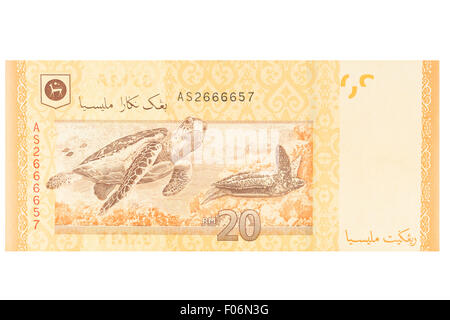 Twenty malaysian Ringgit banknote on a white background Stock Photo - Alamy