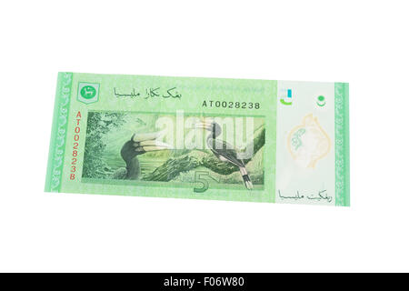 Five malaysian Ringgit banknote on a white background Stock Photo - Alamy