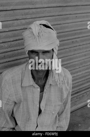 Portrait of dignified but sad old man of Engombe tribe Sumba Island ...