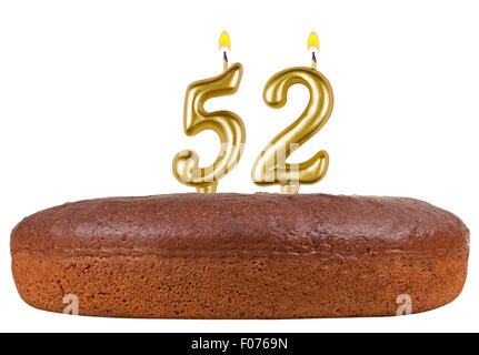 birthday cake with candles number 52 isolated on white background Stock ...