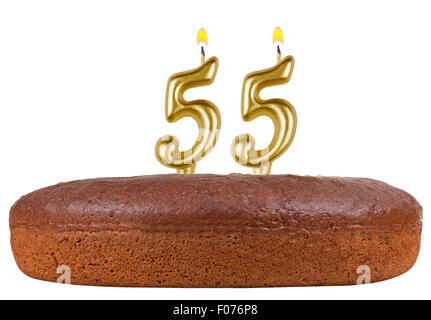 birthday cake with candles number 55 isolated on white background Stock ...