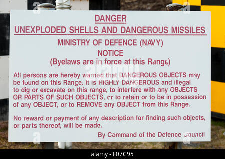 Military Training Area warning sign, Braunton Burrows, Devon, UK Stock ...
