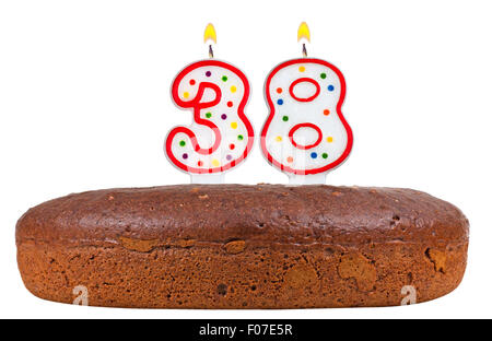 birthday cake with candles number 38 isolated on white background Stock ...