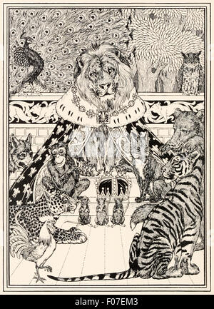 'The Lion, The Tiger, and the Fox' fable by Aesop (circa 600BC). A lion ...