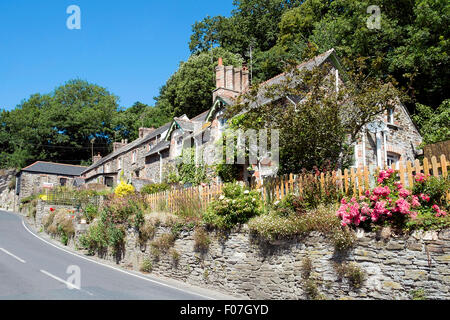 UK Cornwall Little Petherick village St Petrocs church next to the road ...