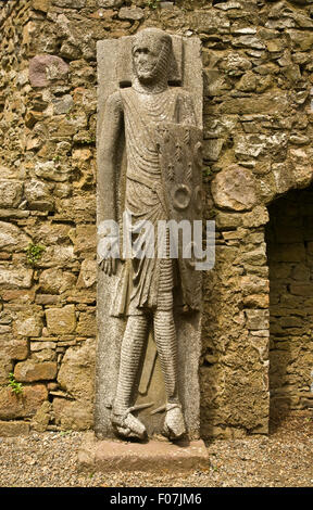 14th century medieval tomb effigy of Sir Robert de Ryther, dressed in ...