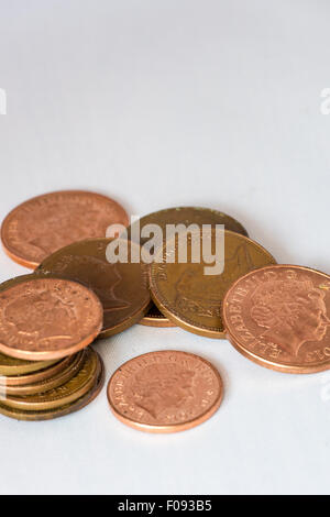 British 1p and 2p coins background,decimal one penny, two pence coins ...