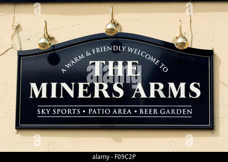 The Miners Arms pub sign, Church Gresley, Derbyshire, England, UK Stock ...