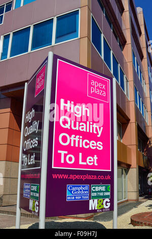 high quality offices to let sign in the window of a vacant office Stock ...