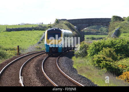 Train approaching Rhosneigr Station. Anglesey, Wales Stock Photo - Alamy
