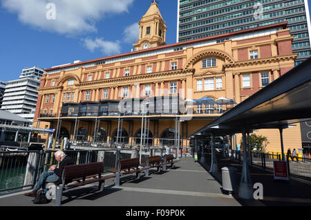 Auckland Ferry Building, Cruise Port terminal and city skyline Stock ...