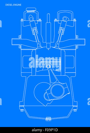 Diesel Engine Blueprint Stock Photo - Alamy
