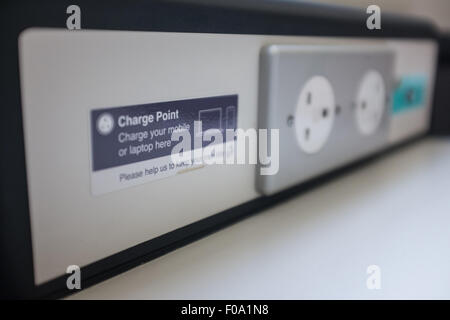 Power outlets on a chiltern lines train Stock Photo - Alamy