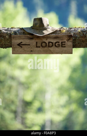 Gate of the Minam River Lodge in Oregon's Wallowa Mountains Stock Photo ...