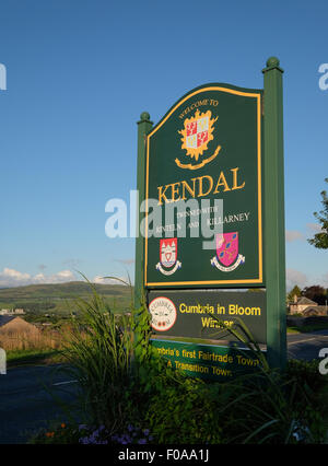 Kendal Town road sign, Cumbria, UK Stock Photo - Alamy