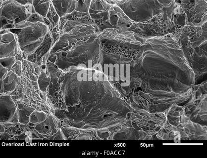 Cast Iron fractured surface. Dimple overload with inclusions imaged in ...