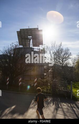 View of heliotrope house of solar architect Rolf Disch in Freiburg ...