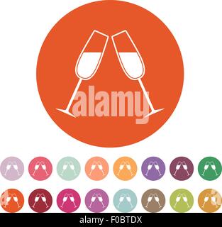 The clink glasses icon. Wineglass and goblet, celebration symbol. Flat ...