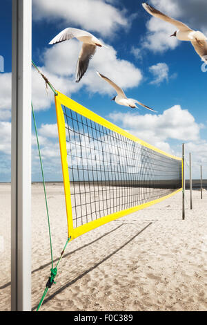 volleyball post at the beach in blue Stock Photo - Alamy
