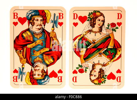 Herz Bube und Herz Dame - Symbolbild Kartenspiel/ card game Stock Photo ...