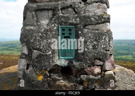 The Stiperstones, Shropshire, England. Trig point on Manstone rock ...