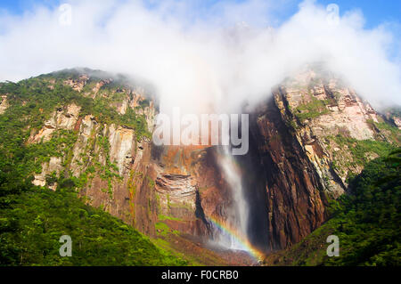 Angel Falls and mist. Highest waterfall in the world. Canaima National ...