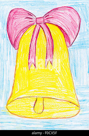 hand bell with pink bow child drawing Stock Photo - Alamy