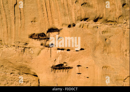 Cave dwellings of hermit monks in Meteora cliffs, Meteora, Greece ...