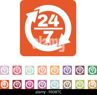The 24 7 icon. Open and assistance, support symbol. Flat Vector ...