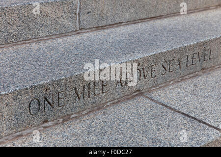 "One Mile Above Sea Level" marker, steps of State of Colorado Capitol ...
