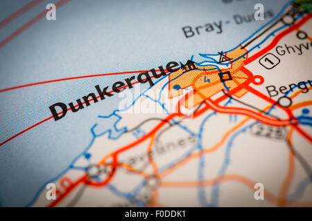 Map Photography: Dunkerque City on a Road Map Stock Photo - Alamy