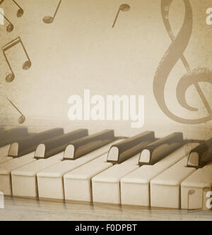 Musical notes on black piano, close up Stock Photo - Alamy