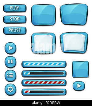 Illustration of a set of cartoon comic blue road signs ui game icons ...