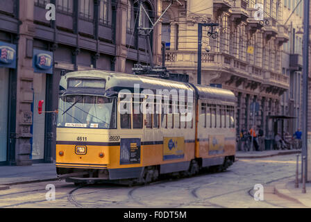 Old tram in Milan Italy Stock Photo - Alamy