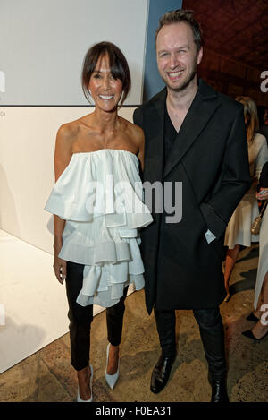 Jennifer Hawkins arrives at the Myer Spring 16 fashion launch in Sydney ...