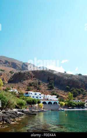 The Old Phoenix hotel and its own private beach in Finix bay, Crete ...