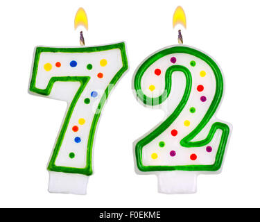 Birthday candle number 72 with flame - eps 10 vector illustration Stock ...