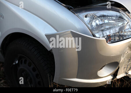 Front of a car with a damaged bumper, outdoor shot Stock Photo - Alamy