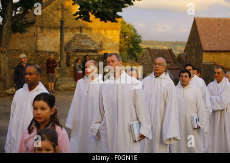 Burgundy, France. 15th Aug, 2015. The brothers of Taizé arriv at the ...
