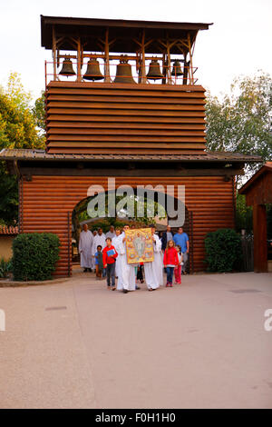 Taizé, France. 15th August 2015. The Icon of Mercy is carried in a ...