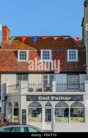 England, Sussex, Hastings, Fish and Chip Shop Sign Stock Photo - Alamy