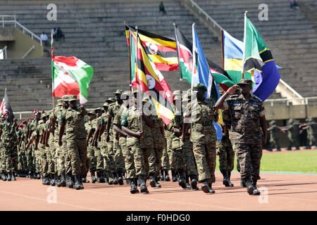 A formation of Rwandan soldiers parade during the launch of the 9th ...