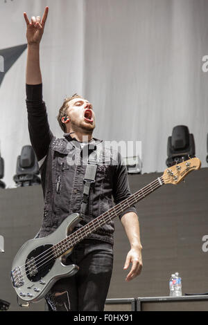 Jamie Mathias of Bullet for My Valentine performs during Sonic Temple ...